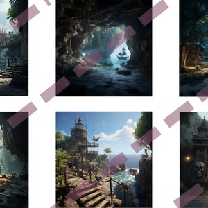 20 Pirate Adventure Backdrops | 20 Digital Scenes | Whimsical Pirate ...