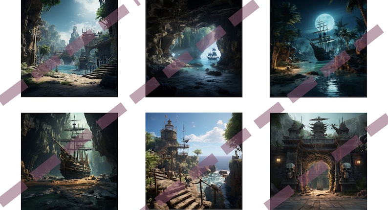 20 Pirate Adventure Backdrops | 20 Digital Scenes | Whimsical Pirate ...