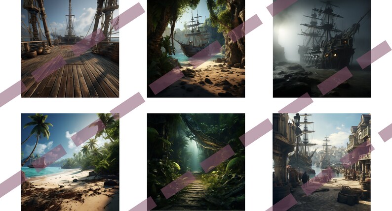 20 Pirate Adventure Backdrops | 20 Digital Scenes | Whimsical Pirate ...