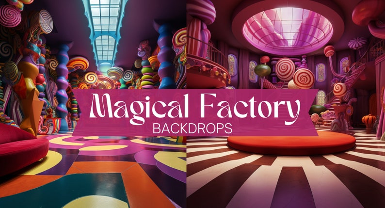 20 Magical Factory Digital Backdrops 1:1 Ratio Candyland Backgrounds ...