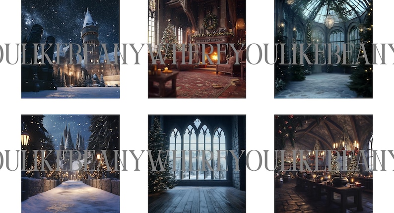 Hogwarts Christmas Backdrops | Whimsical Digital Overlays (digital ...