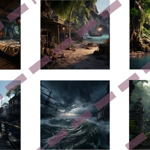 20 Pirate Adventure Backdrops | 20 Digital Scenes | Whimsical Pirate ...