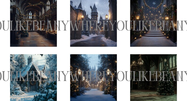 Hogwarts Christmas Backdrops | Whimsical Digital Overlays (digital ...
