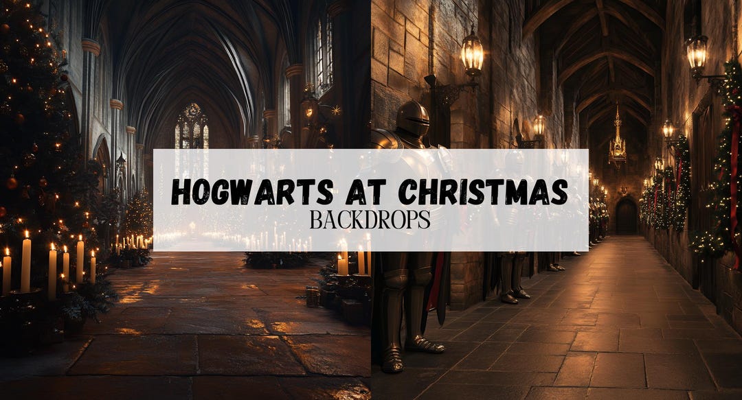 Hogwarts Christmas Backdrops | Whimsical Digital Overlays (digital ...