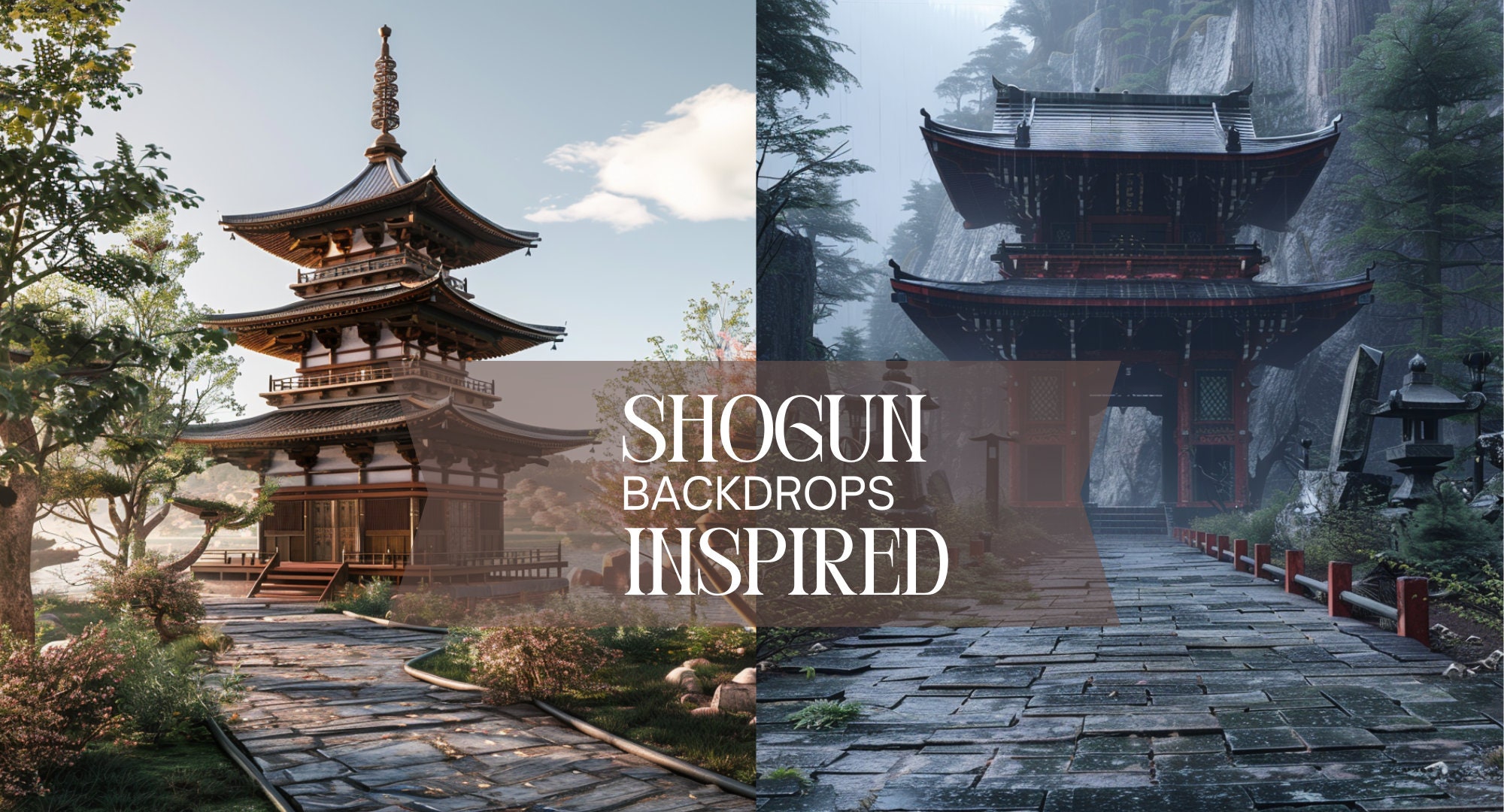 20 Samurai Era Backdrops 1:1 Ratio Feudal Japan Backgrounds Digital ...