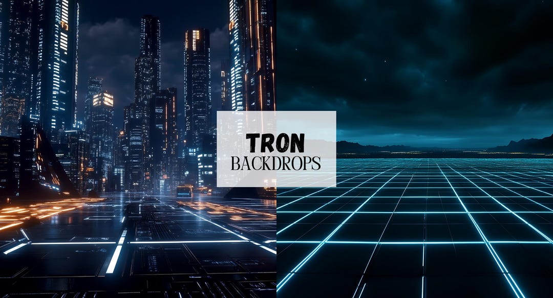 20 Tron Backdrops | 1:1 Ratio | Tron Backgrounds | Photoshop Overlays ...