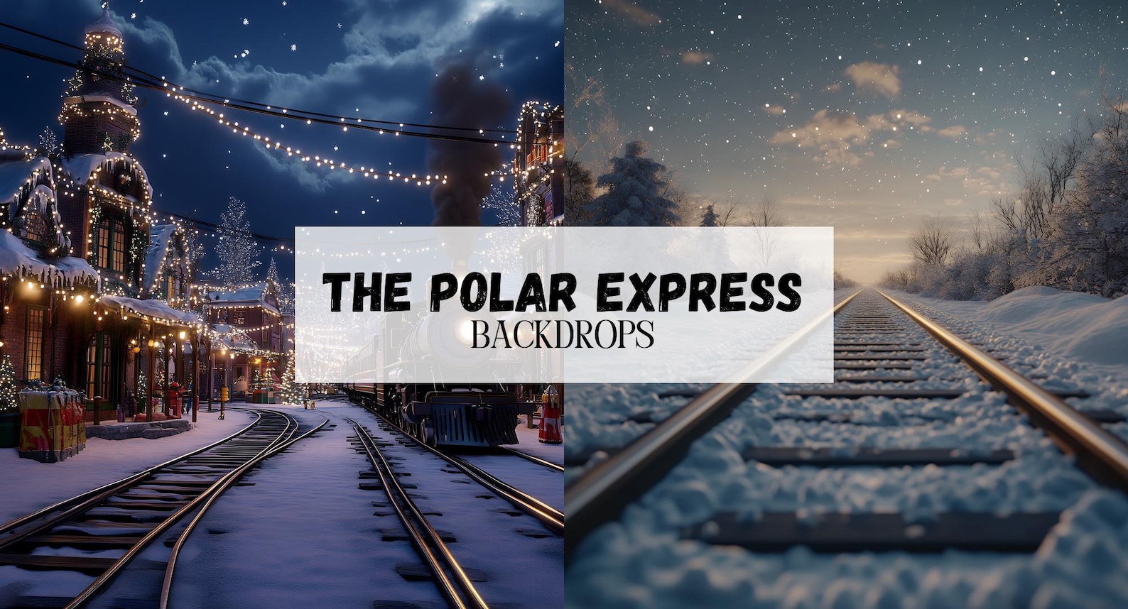 20 the Polar Express Backdrops | 1:1 Ratio | Photoshop Overlays ...