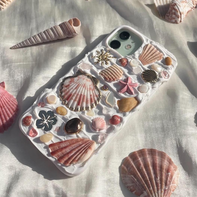 Handcrafted Natural Shell Phone Case | Unique Seashell Design | Custom Beach-inspired Phone ...