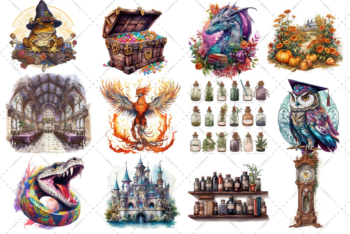 Magic School Clipart Bundle Cliparts Wizard Academy Wizarding Clipart ...