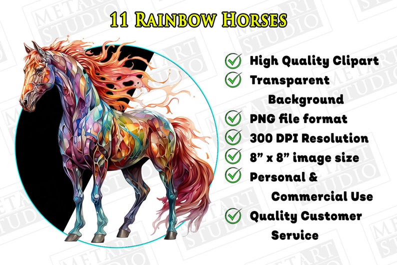 Rainbow Horse Clipart, Horse Clipart PNG, Psychedelic Horse, Digital ...