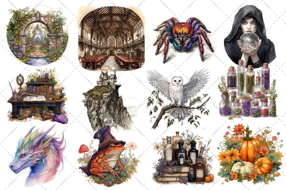 Magic School Clipart Bundle Cliparts Wizard Academy Wizarding Clipart ...