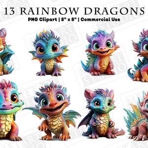 Rainbow Dragon Animation Clipart, Cute Dragon Clipart PNG, Digital ...