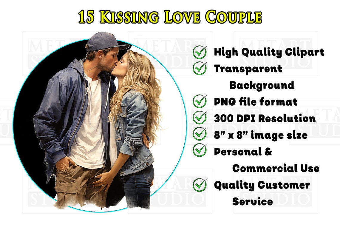 Kissing Love Couple Clipart, Watercolor Kissing Clipart, Romance PNG ...