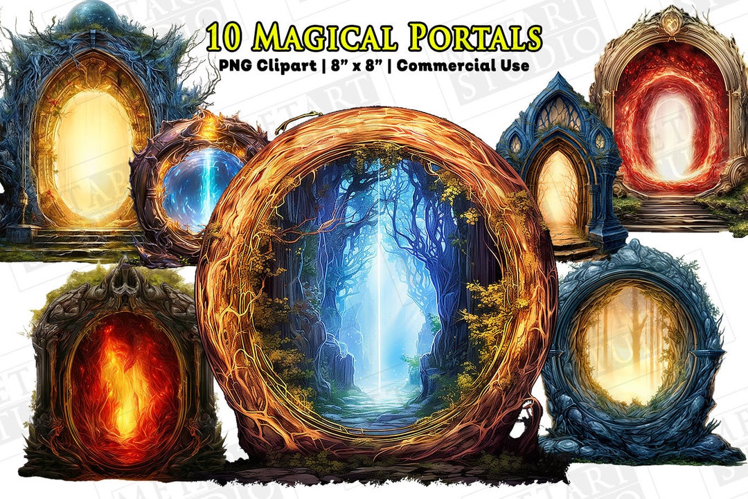 Magical Portal Clipart, Magical Gateway PNG, Watercolor Fantasy Clipart ...