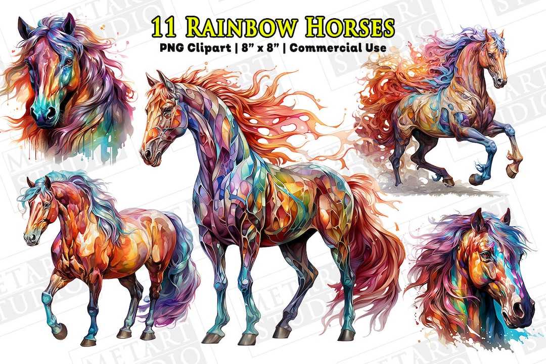 Rainbow Horse Clipart, Horse Clipart PNG, Psychedelic Horse, Digital ...