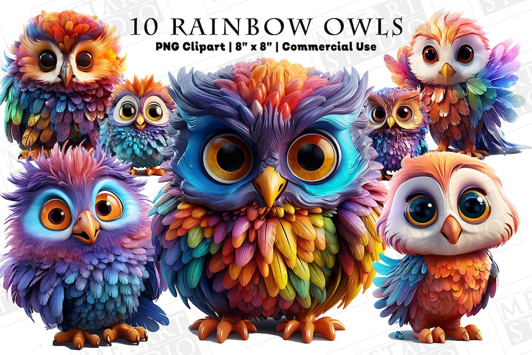 Cute Owl Clipart Rainbow Owls Clip Art for Tumbler Animation - Etsy