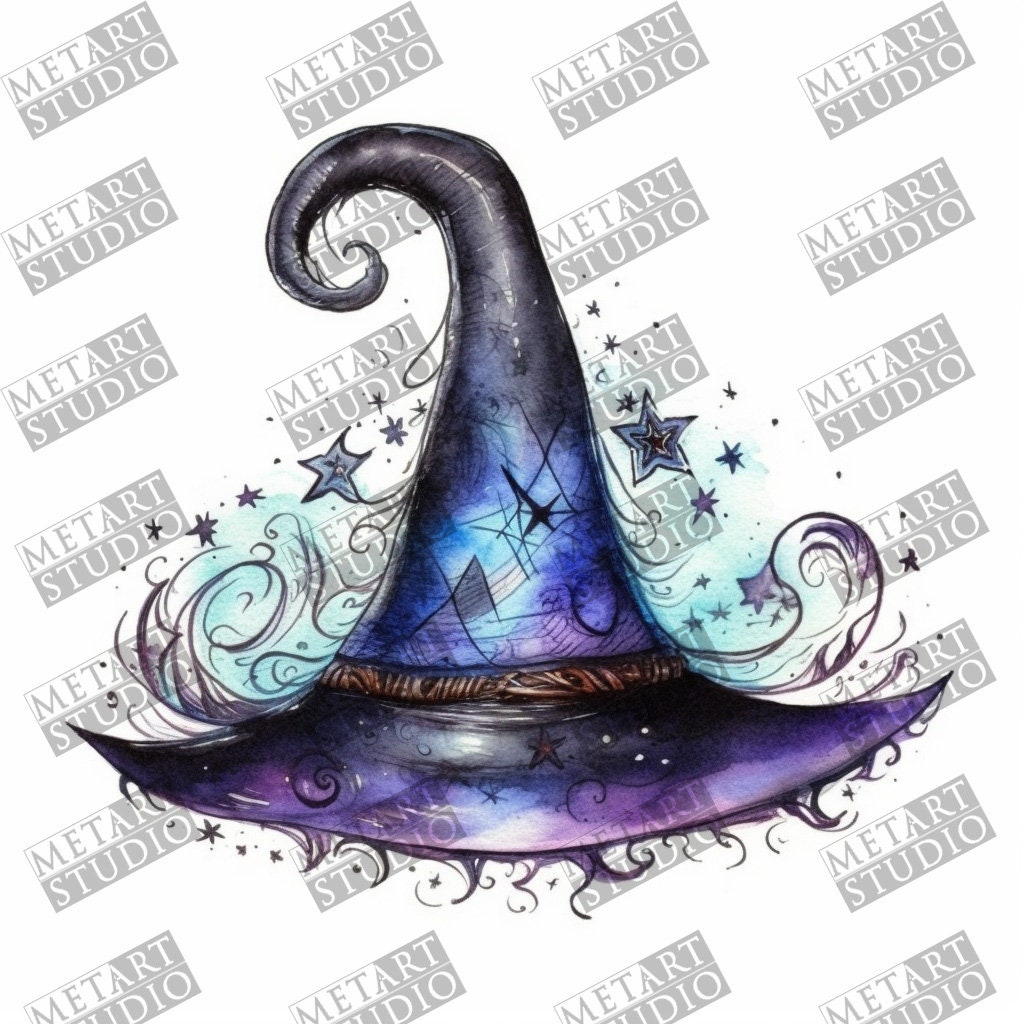 Watercolor Witch Hat Clipart, Witchy Hats, Halloween Clipart, Witch Hat ...
