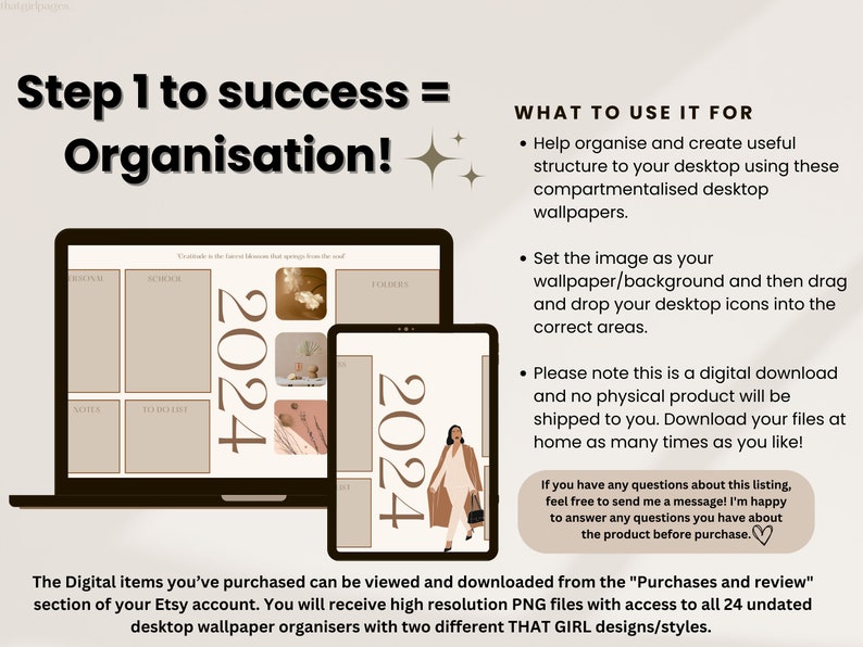 2023 2024 All in One Desktop Wallpaper Organizers Desktop - Etsy