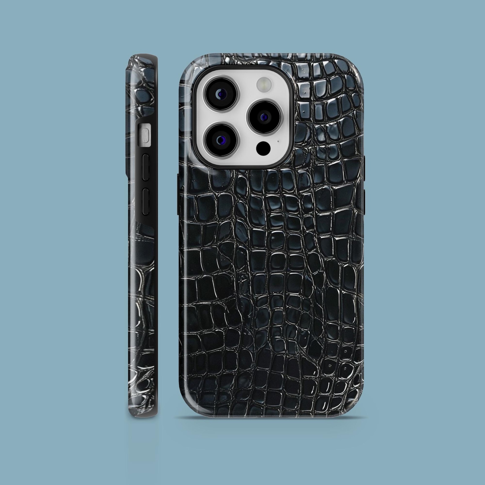 Black Croc Phone Case Crocodile Alligator Cover for iPhone 17, 16, 15 ...