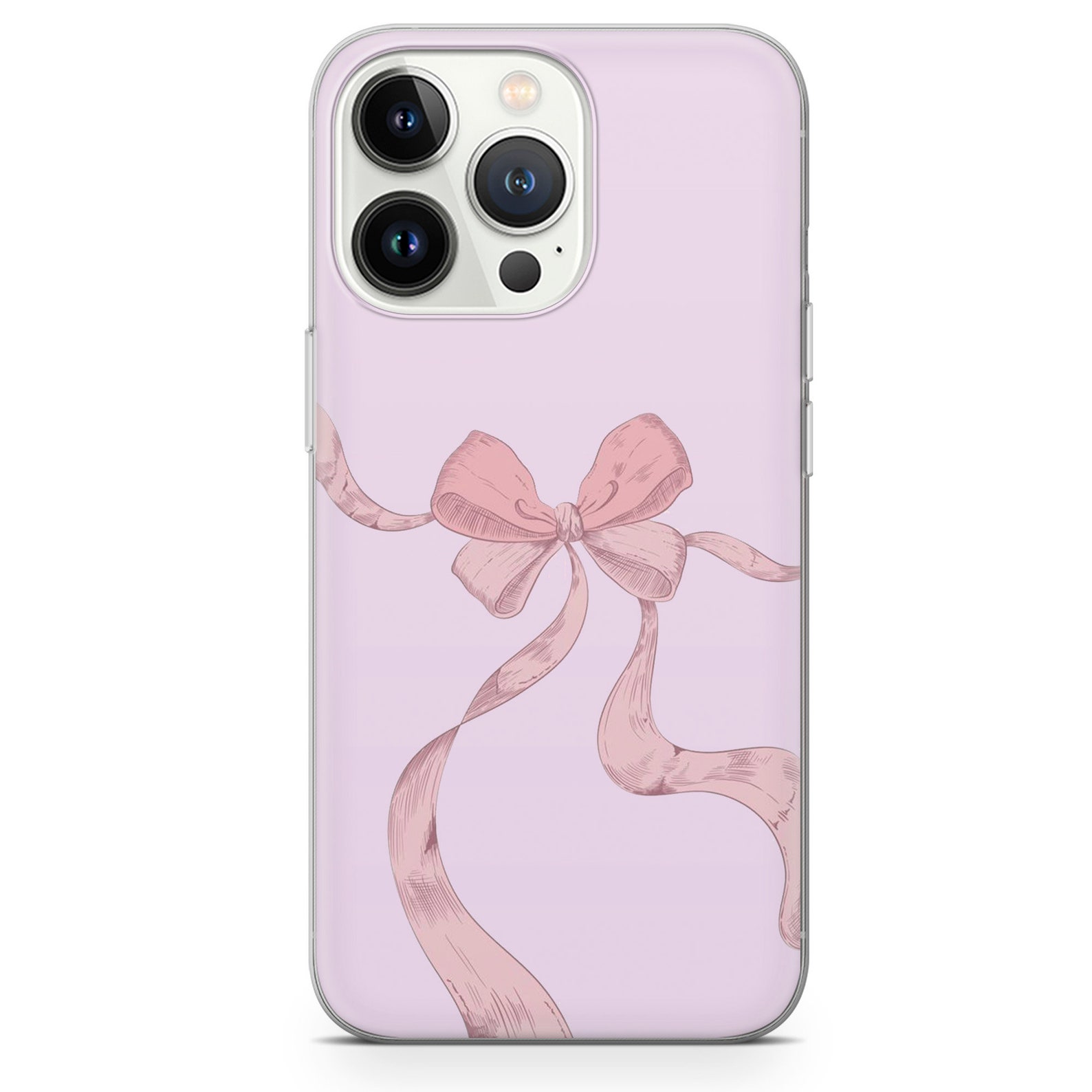 Ribbon Phone Case Pink Bow Cover for iPhone 16, 15, 14, 13, 12, Xr ...