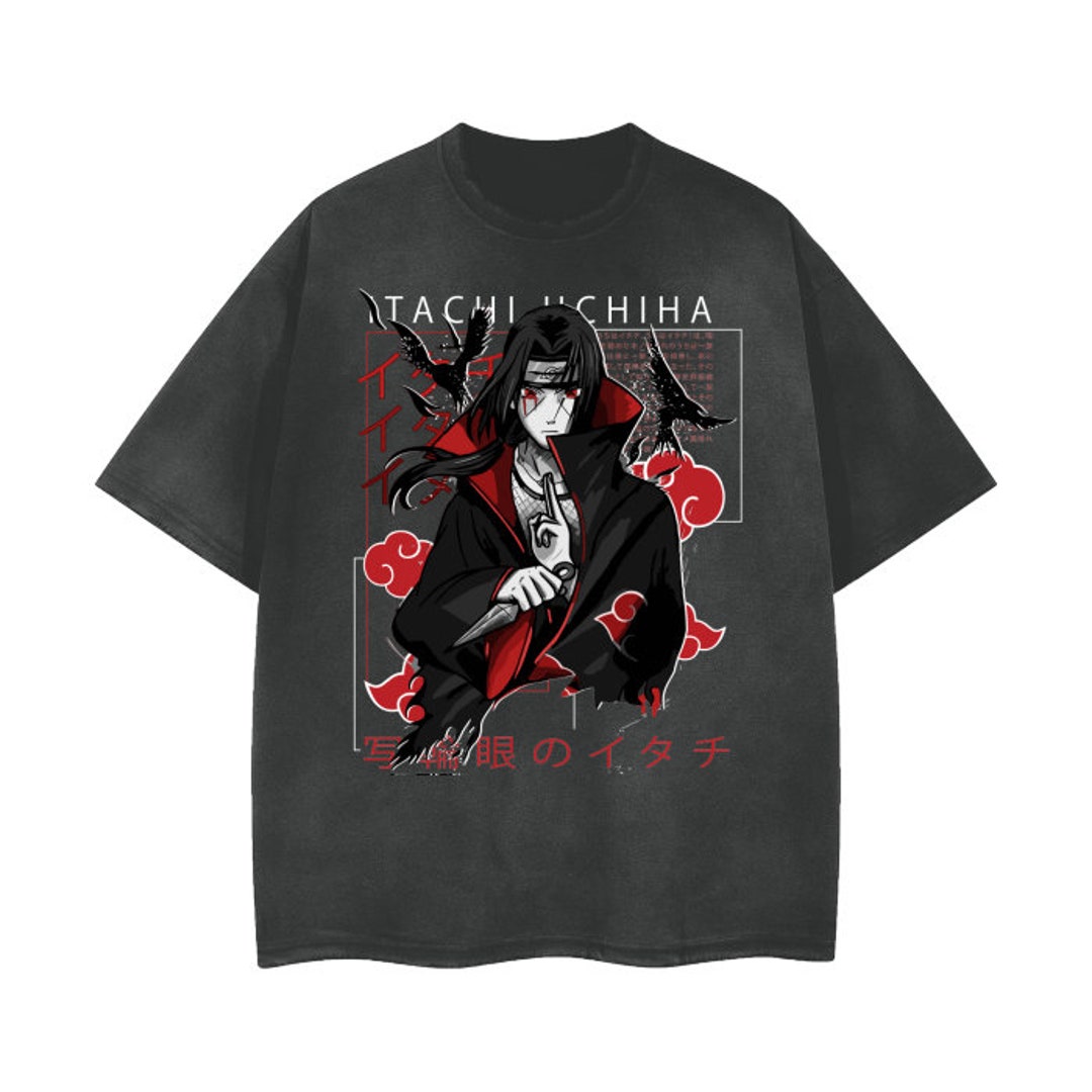 Itachi Uchiha Naruto Vintage Wash Effect Oversize T-shirt - Etsy