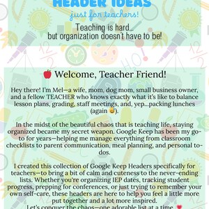 Google Keep Headers Template and Ideas for Busy Teachers - Etsy