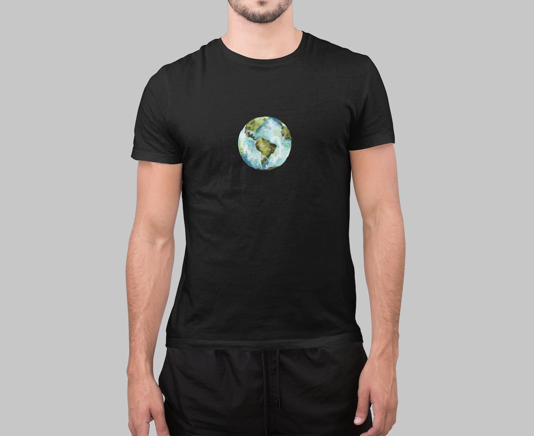 Planet Earth T-shirt, Cartoon Style World T-shirt, Casual, Unisex ...