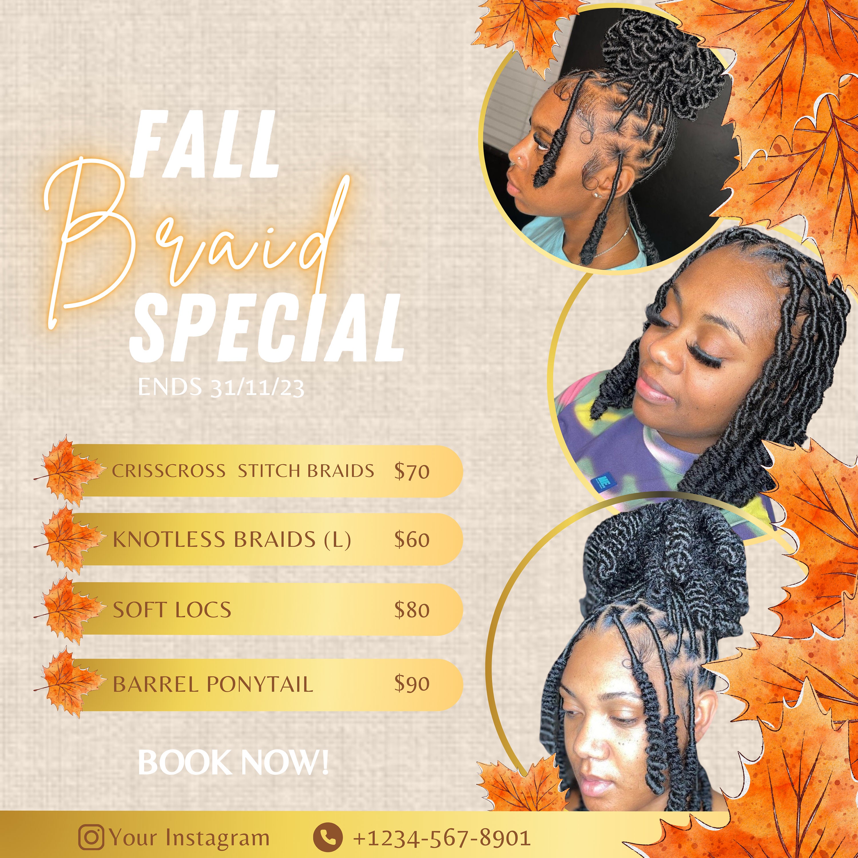 Braids Special Flyer, DIY Flyer, Braids Flyer, Social Media, Instagram ...