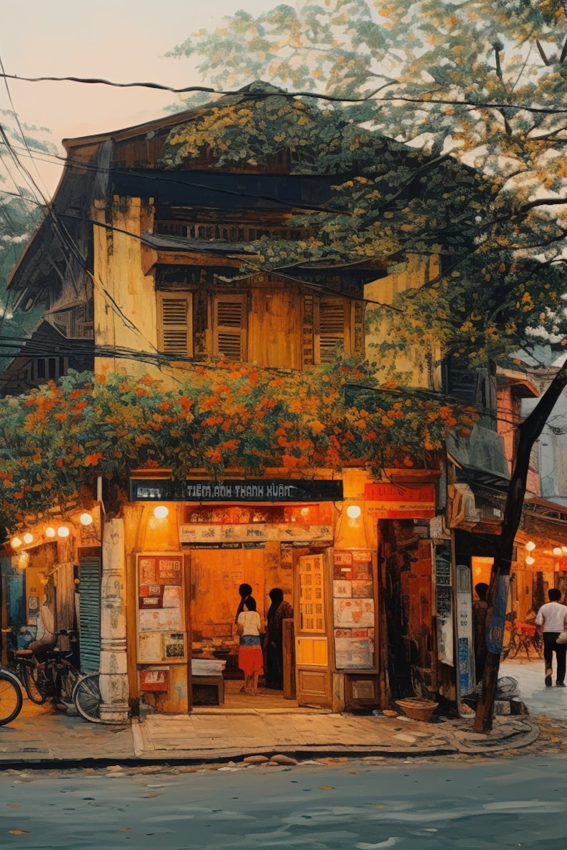 Vietnamese Oil Painting, Hues of Hanoi: Vintage Street Scenes and ...