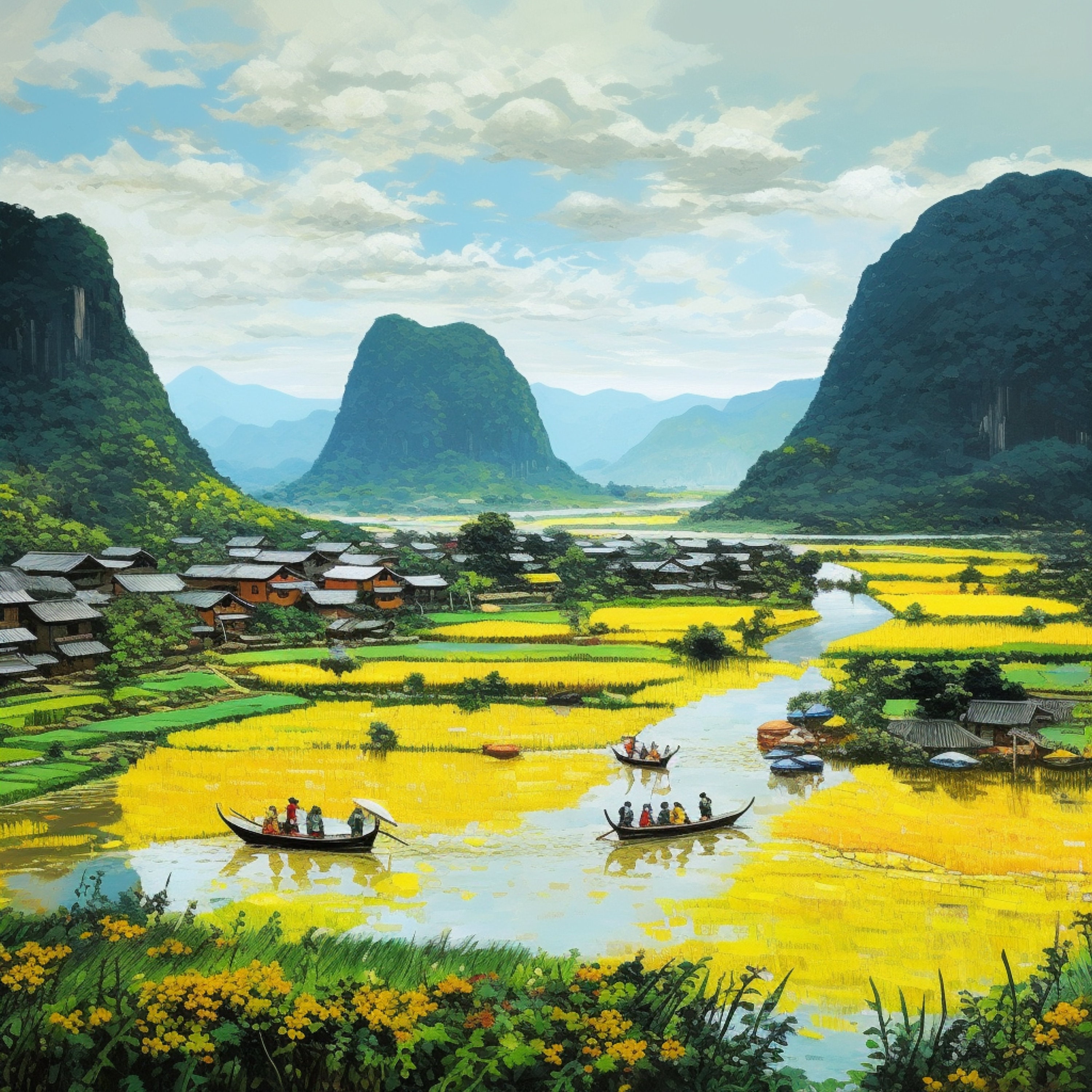 Vietnamese Landscape Painting, Trang An's Vintage Charm: Vintage ...