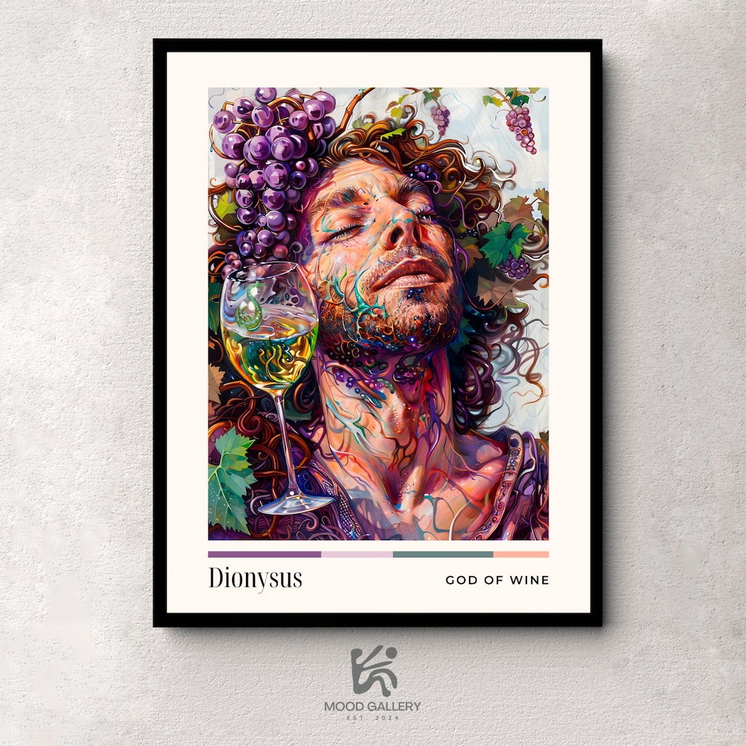 Dionysus Greek God Digital Art Poster, Mythology Wall Decor, Mythical ...