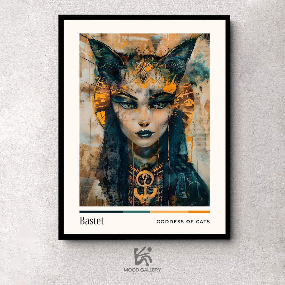 Bastet Art Poster, Egyptian Goddess of Home and Protection, Mythology ...