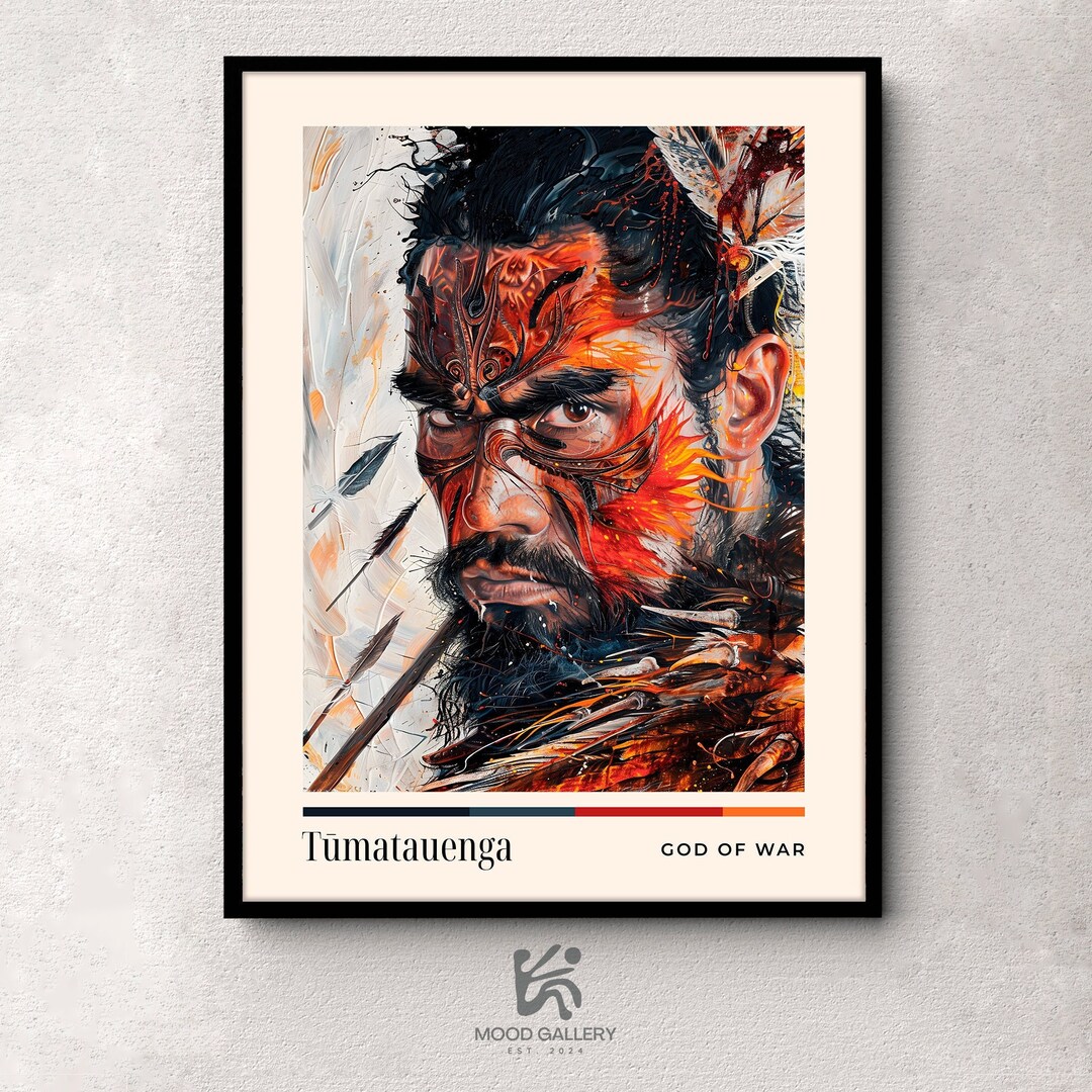 Tumatauenga Polynesian God Art Poster, Mythology Wall Decor, Mythical ...