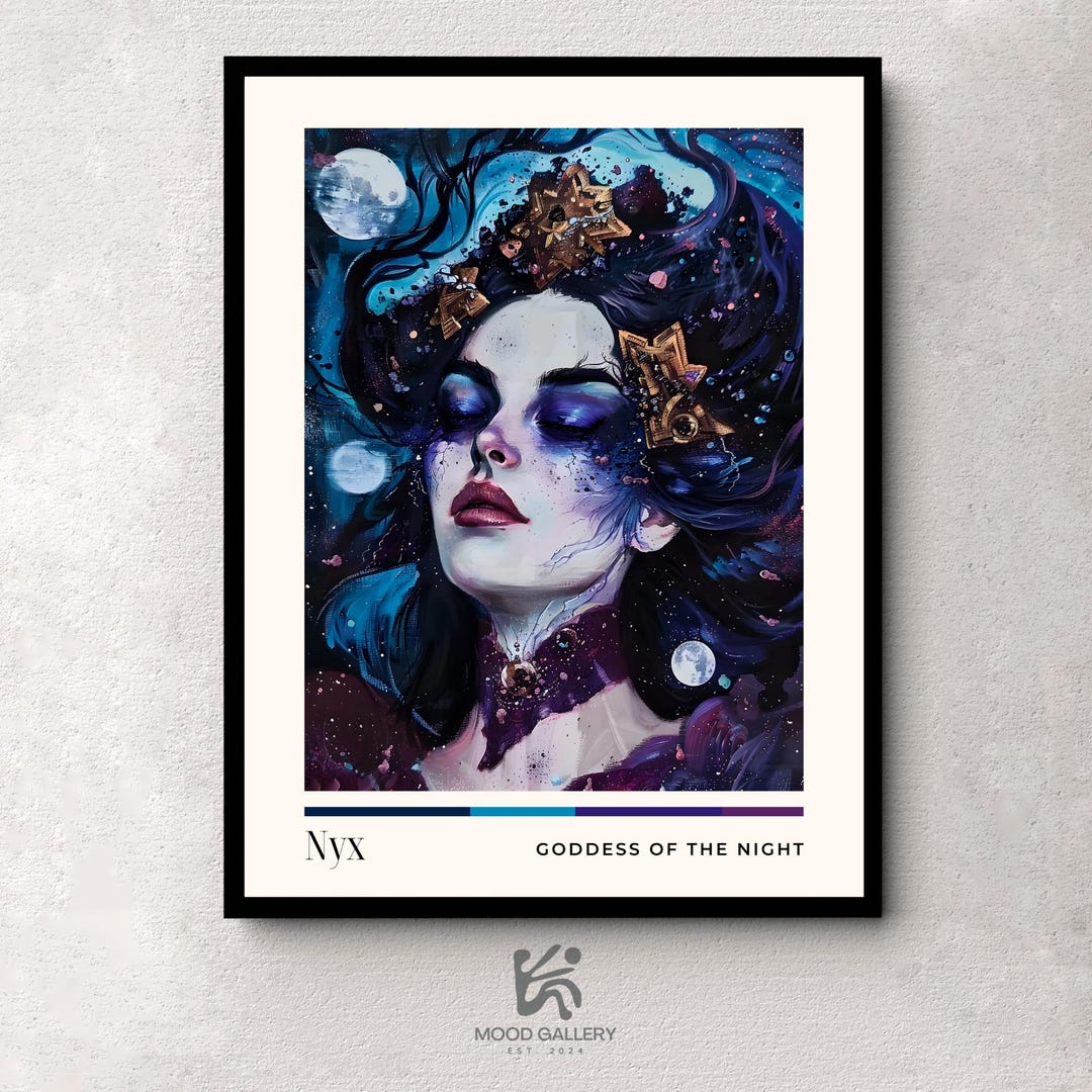 Nyx Greek Goddess Art Poster, Mythology Wall Decor, Mythical Art Print ...