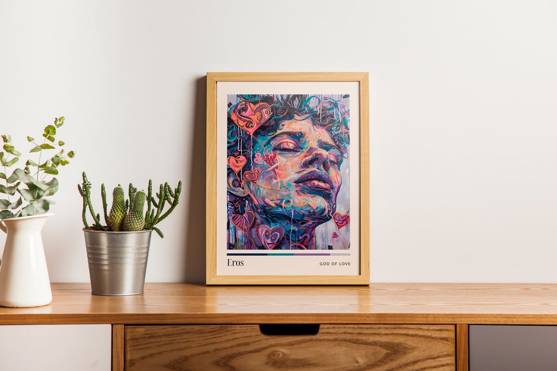 Eros Greek God Art Poster, Mythology Wall Decor, Mythical Art Print ...