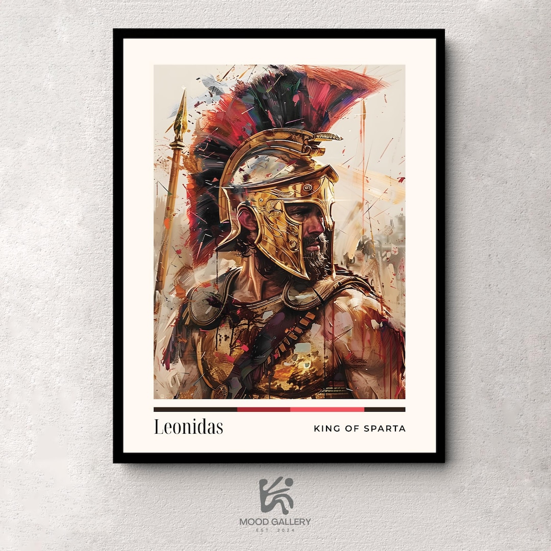 Leonidas Art Poster, Spartan King Decor, Warrior Wall Art Print, Hero ...