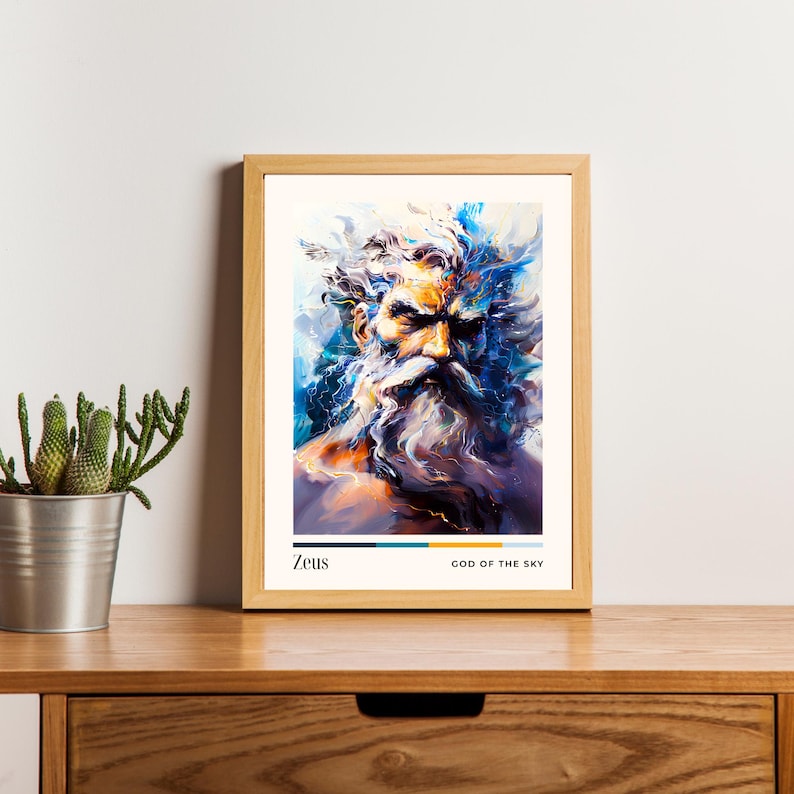 Zeus Greek God Digital Art Poster, Mythology Wall Decor, Mythical Art ...