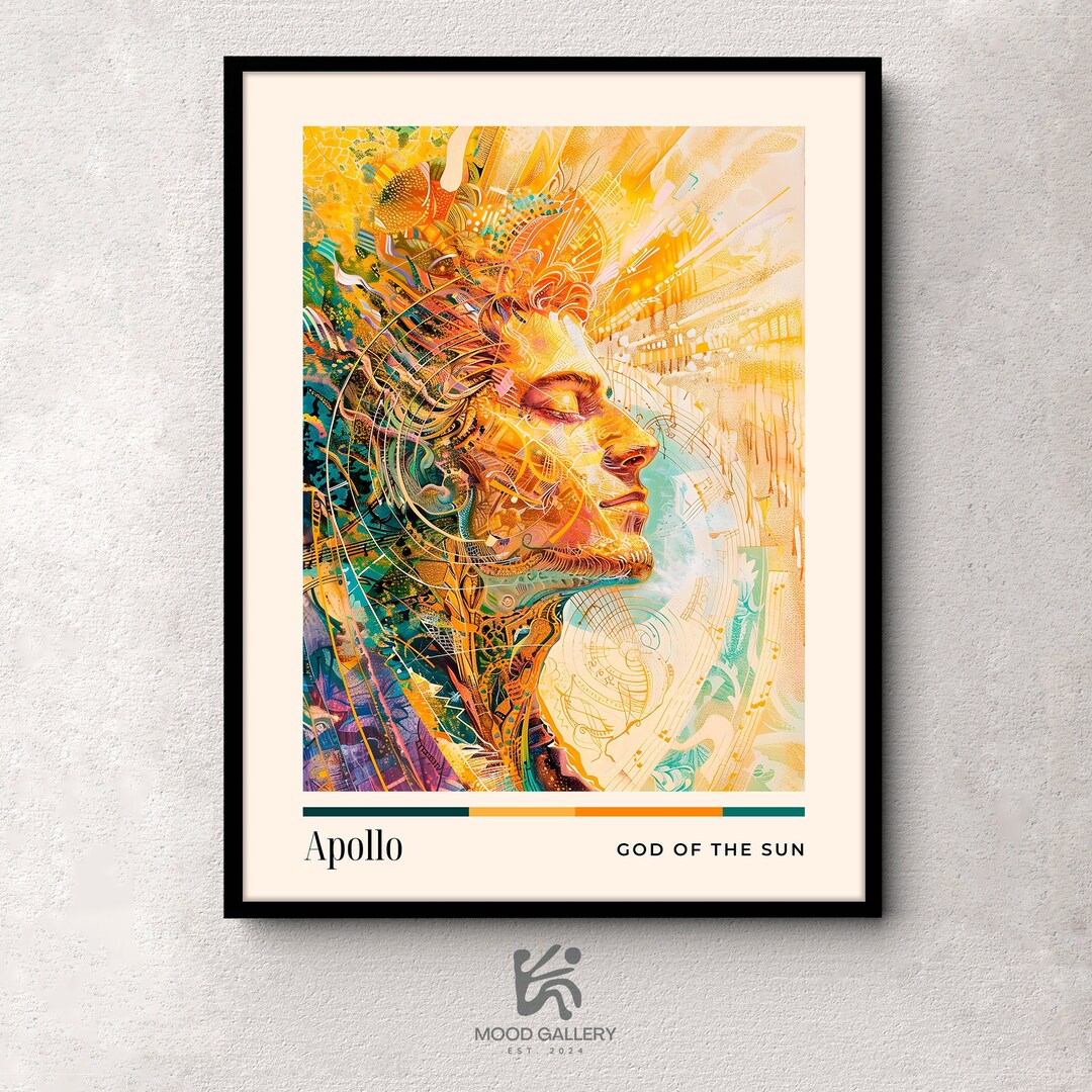 Apollo Greek God Art Poster, Mythology Wall Decor, Mythical Art Print ...
