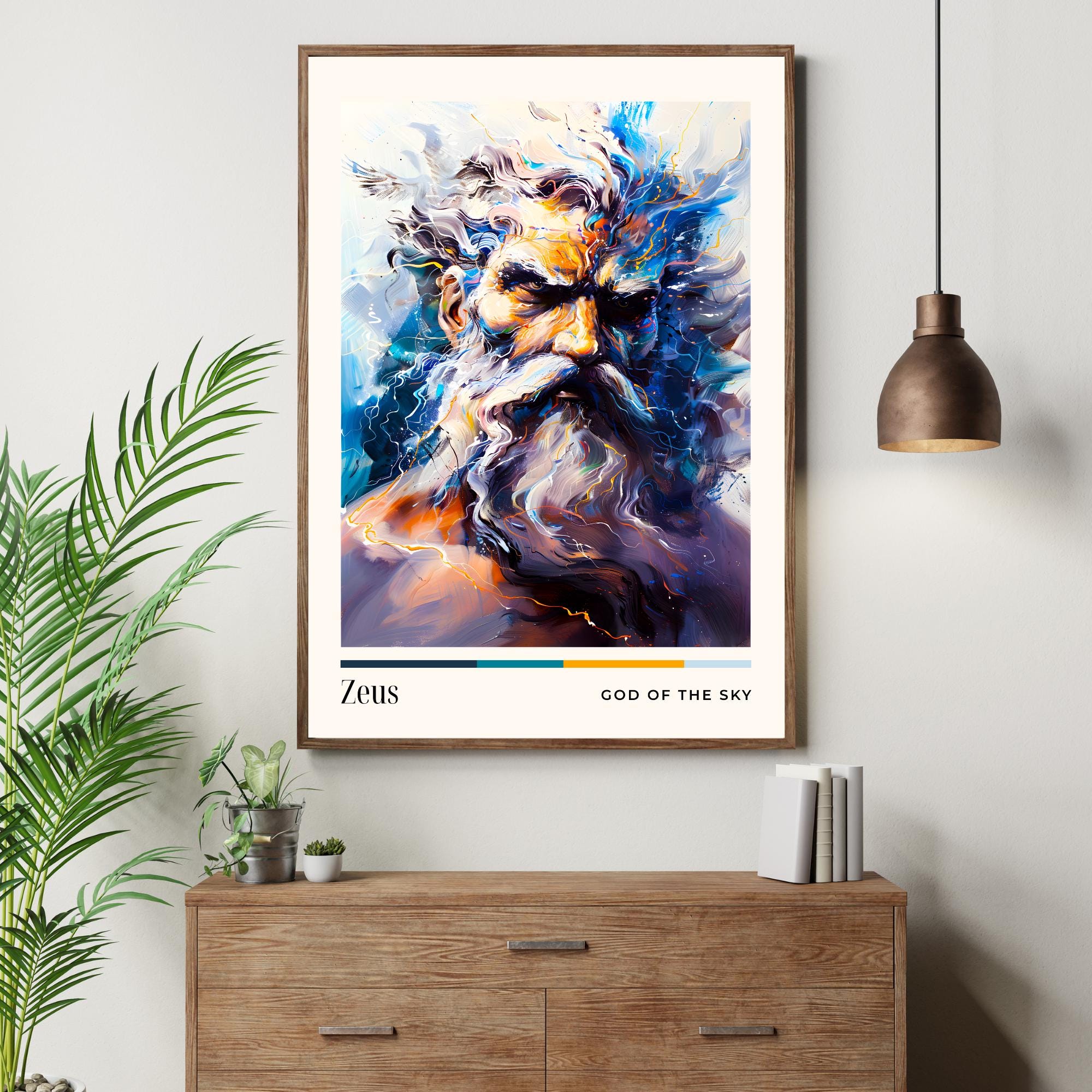 Zeus Greek God Digital Art Poster, Mythology Wall Decor, Mythical Art ...