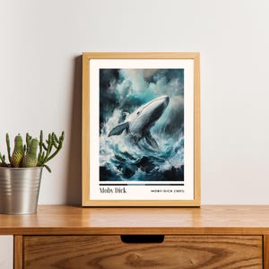 Moby Dick Art Poster, Moby-dick (1851) Iconic White Whale, Classic Sea ...