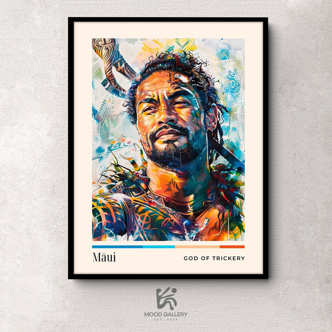 Maui Polynesian God Art Poster, Mythology Wall Decor, Mythical Art ...
