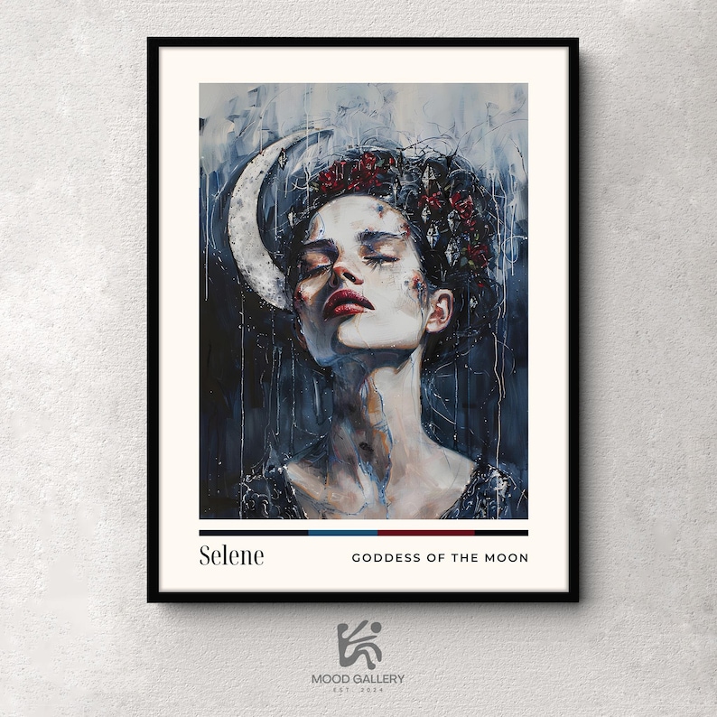 Selene Greek Goddess Art Poster, Mythology Wall Decor, Mythical Art ...