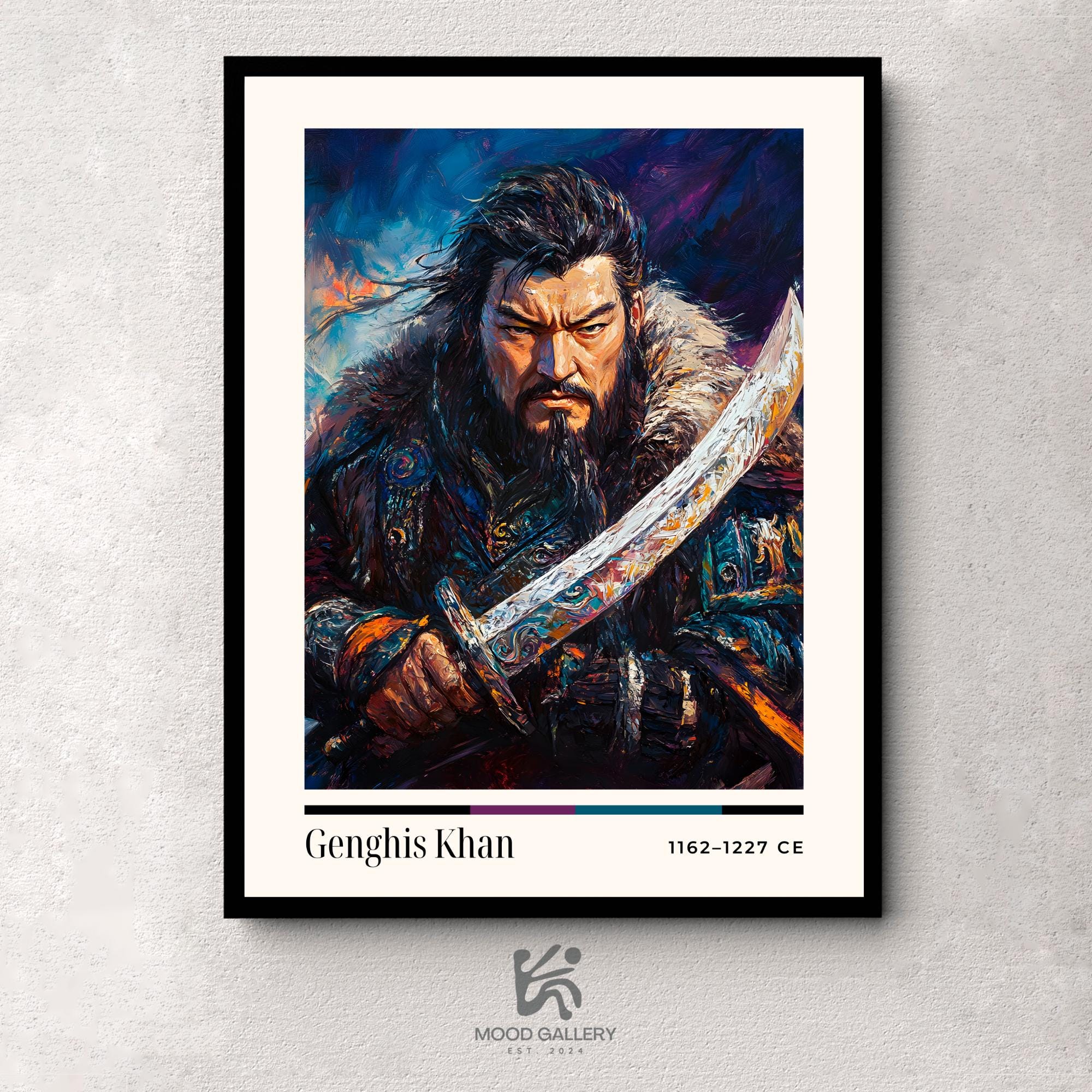 Genghis Khan Art Poster, Founder of the Mongol Empire, Historical Decor ...