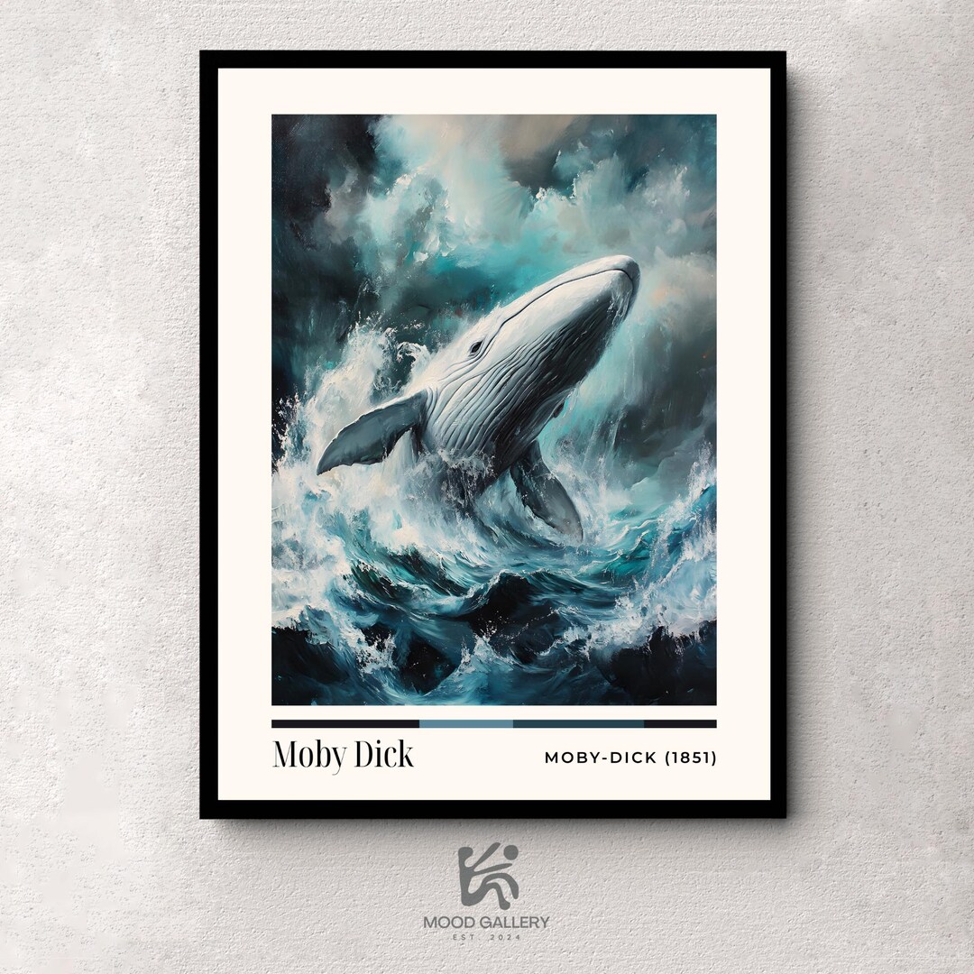 Moby Dick Art Poster, Moby-dick (1851) Iconic White Whale, Classic Sea ...
