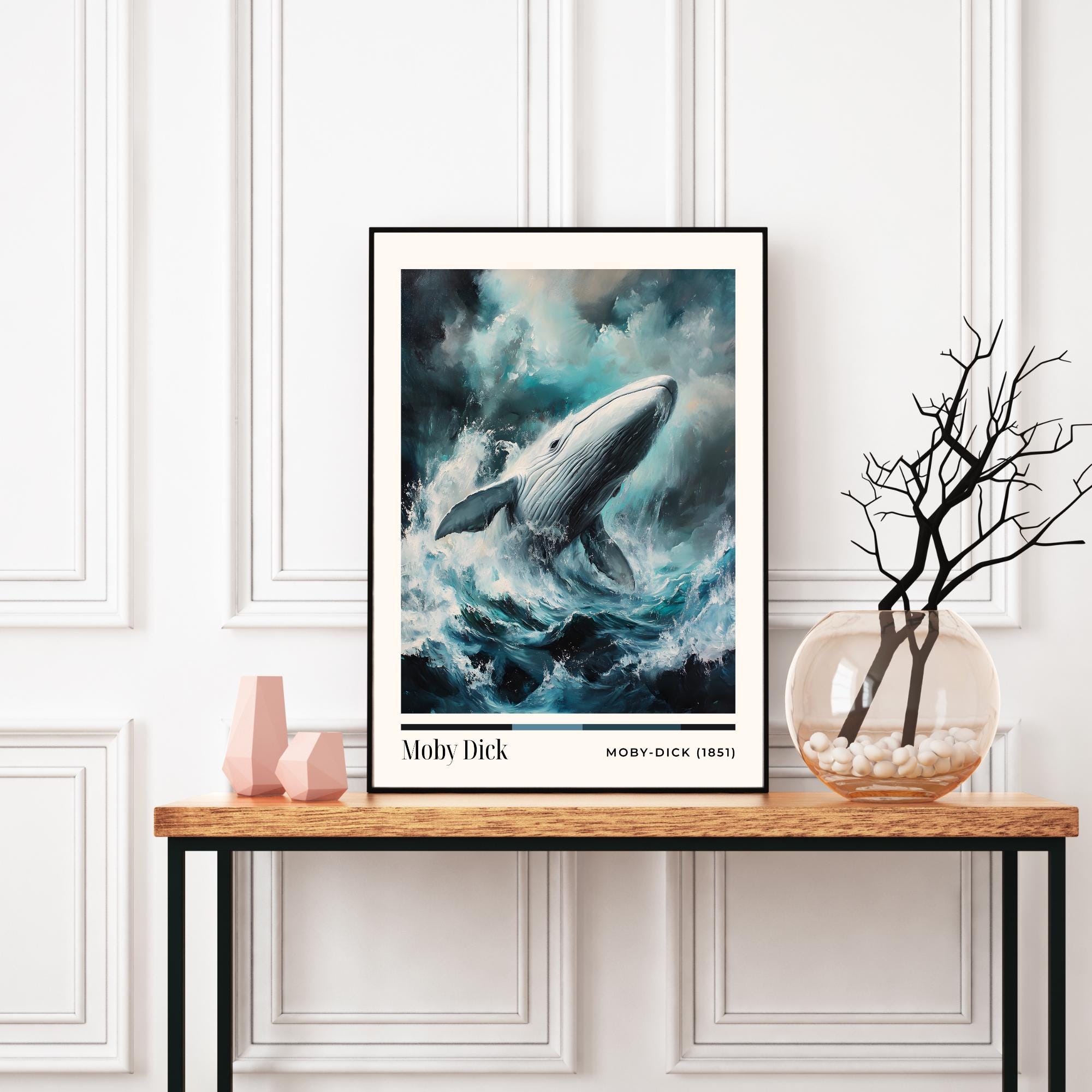 Moby Dick Art Poster, Moby-dick (1851) Iconic White Whale, Classic Sea ...