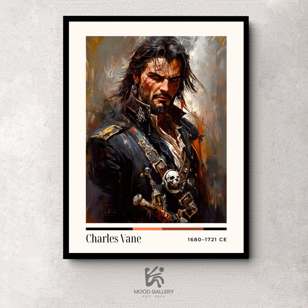 Charles Vane Art Poster, Fearsome Pirate, Historical Decor, Wall Art ...