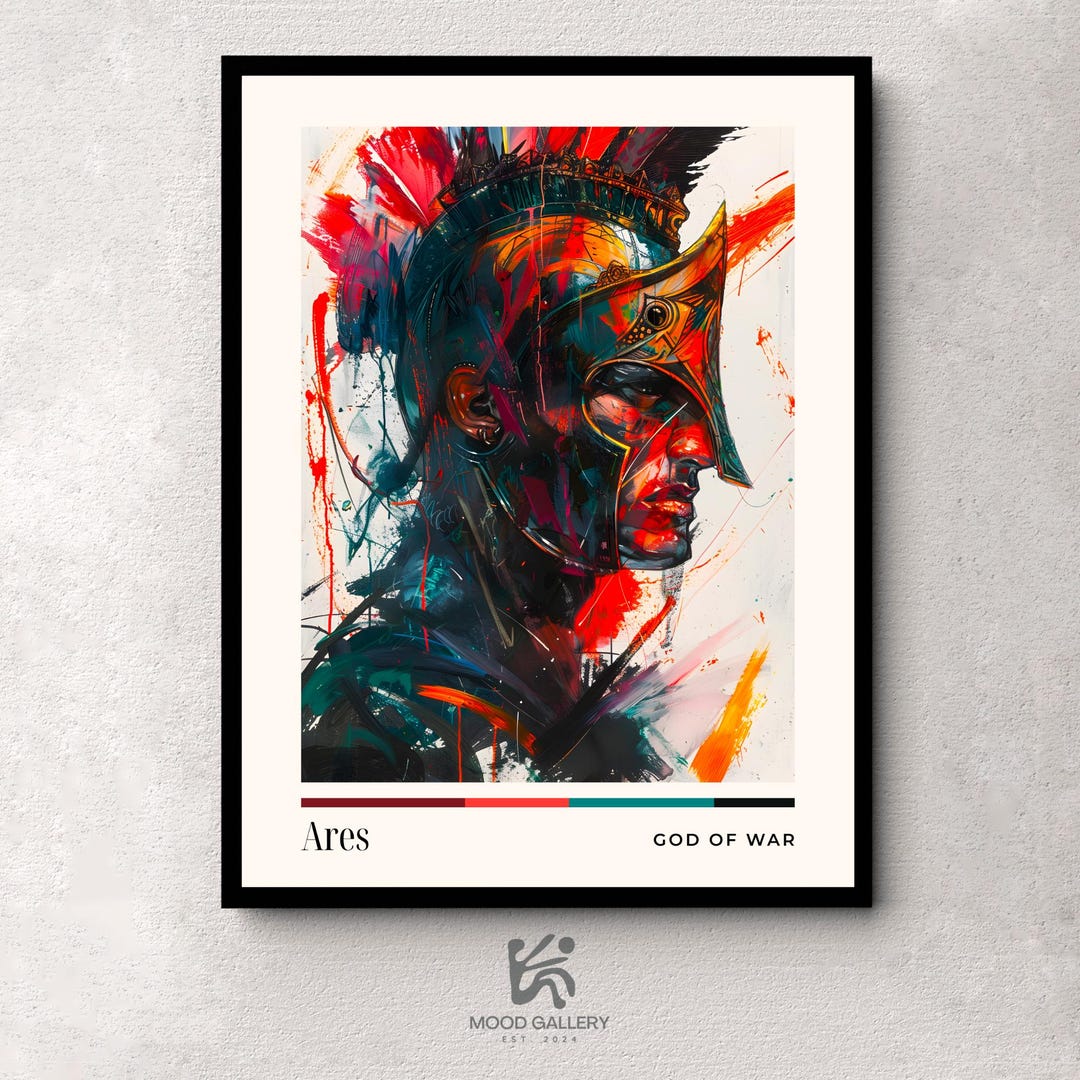 Ares Greek God Art Poster, Mythology Wall Decor, Mythical Art Print ...