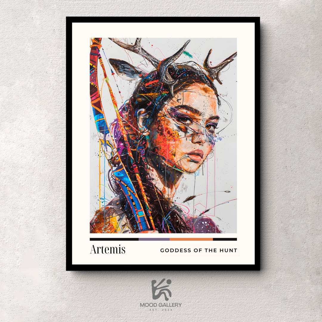 Artemis Greek Goddess Art Poster, Mythology Wall Decor, Mythical Art ...