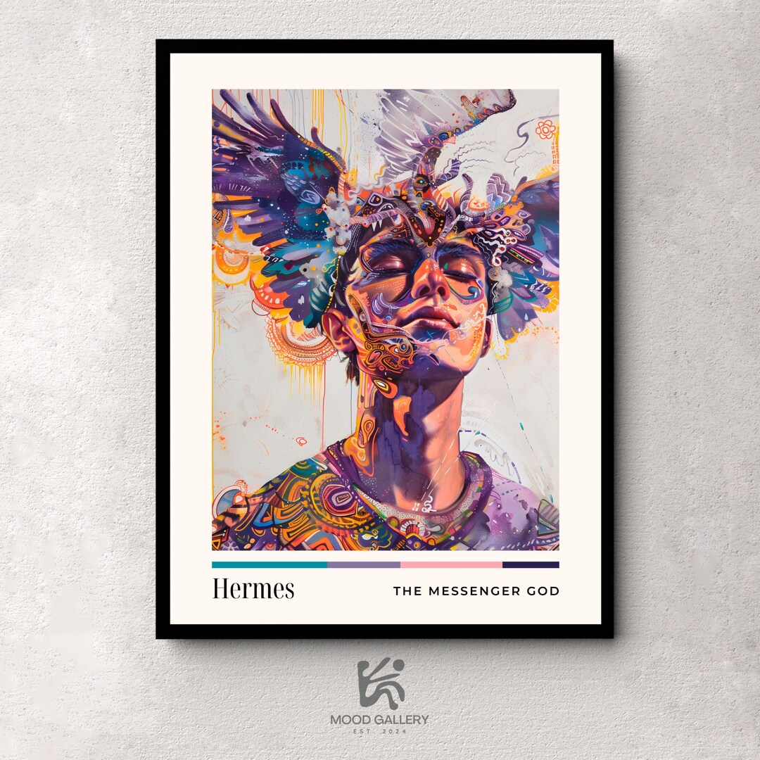 Hermes Greek God Art Poster, Mythology Wall Decor, Mythical Art Print ...