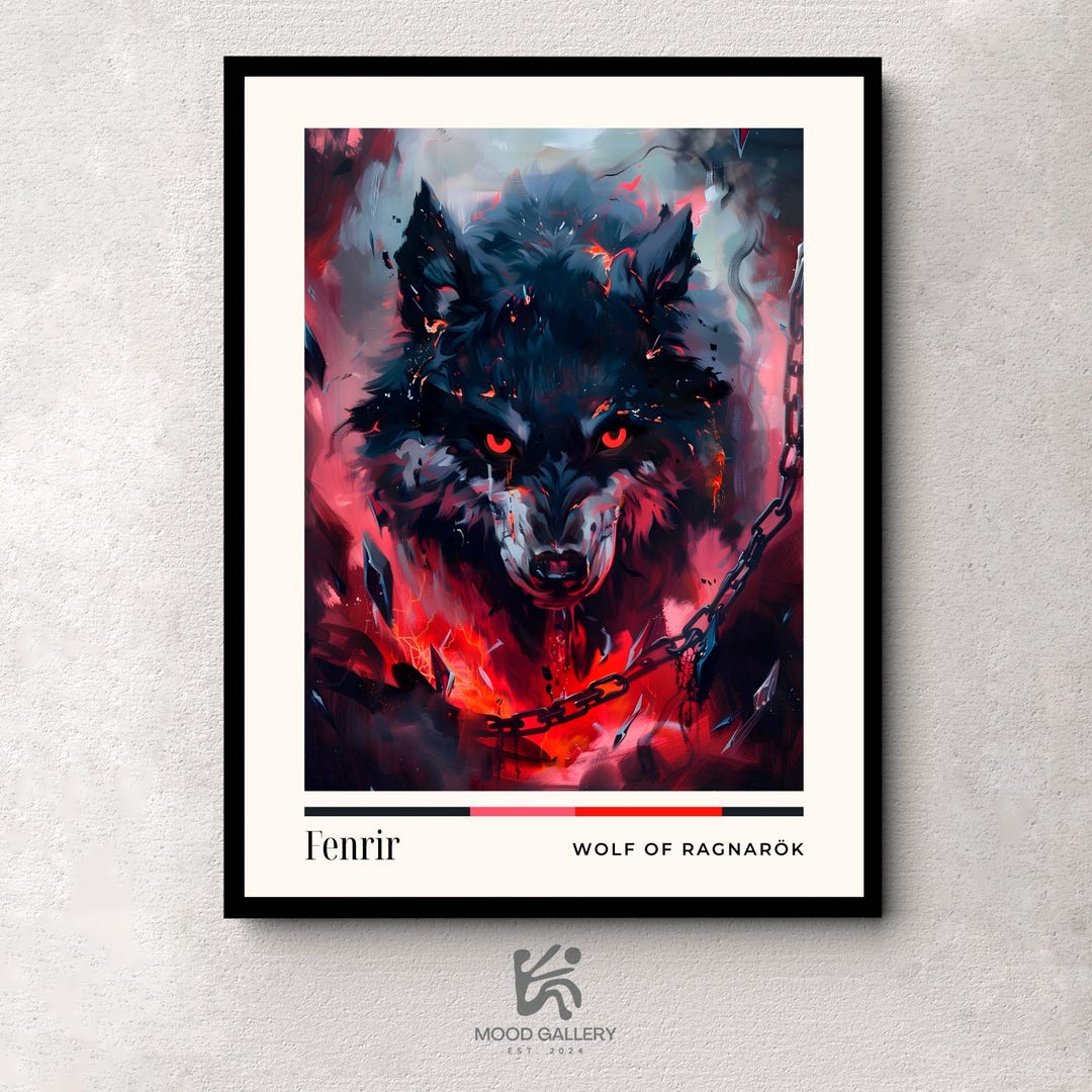 Fenrir Art Poster, Norse Wolf of Midgård, Mythology Decor, Legendary ...